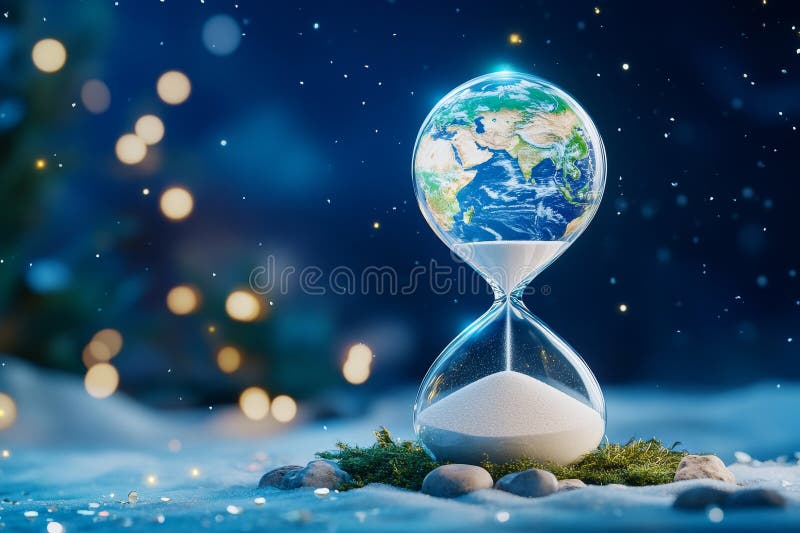 Hourglass with Earth Globe Symbolizing Time this Image Represents the ...