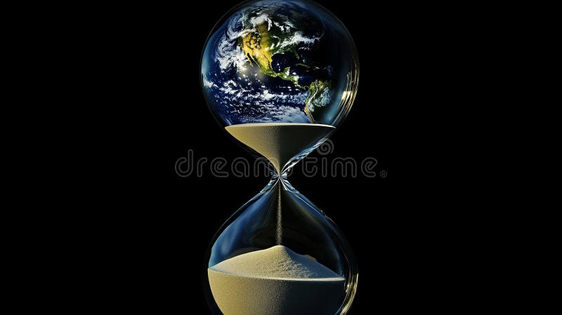 Hourglass with Earth and Sand, Sustainability Focus Stock Photo - Image ...