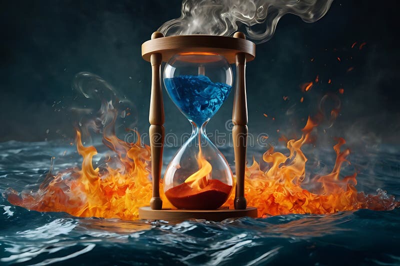 Hourglass of Elements: Fire, Water, Earth, Air, Generative AI Stock ...