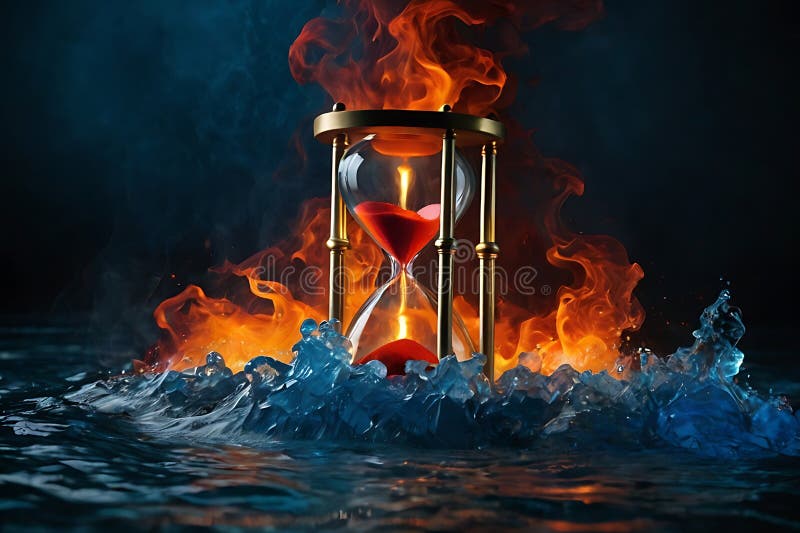 Hourglass of Elements: Fire, Water, Earth, Air, Generative AI Stock ...