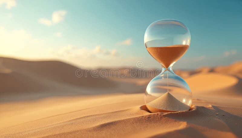 Hourglass Embedded in Desert Dunes. Sandy Landscape with Sand Clock ...