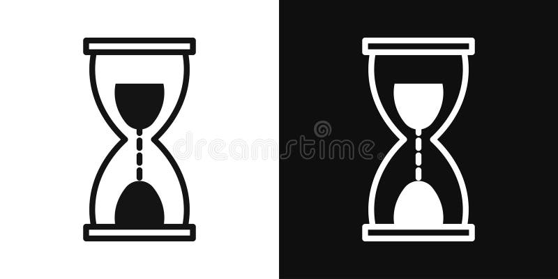 Hourglass End Icon Set. Time Sand Clock Vector Symbol in Black Filled ...