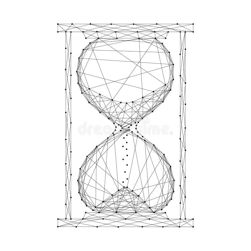 Hourglass Falling Sand from Abstract Futuristic Polygonal Black Lines ...