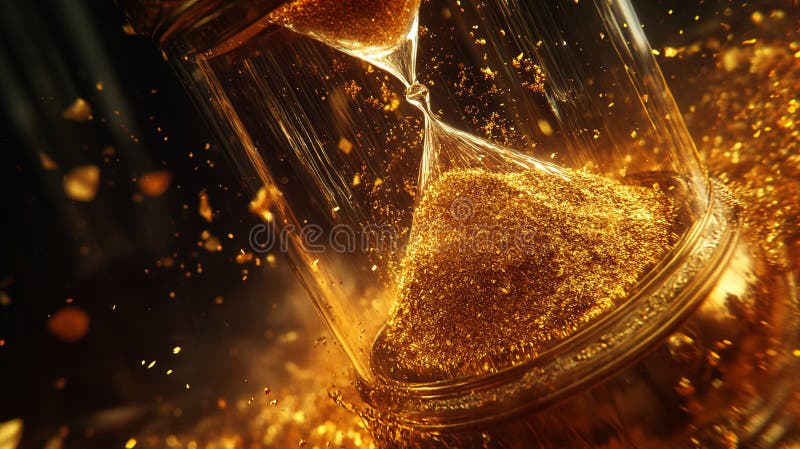 Hourglass Filled with Ash Slowly Turning To Gold Dust . Stock Image ...