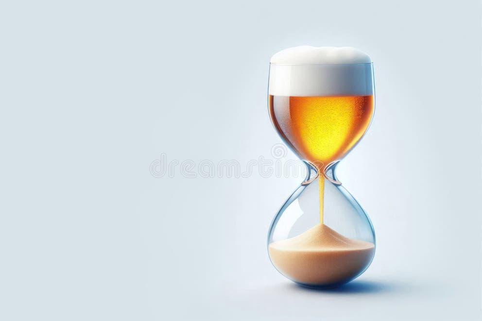 An Hourglass Filled with Beer. Space for Text. Stock Photo - Image of ...