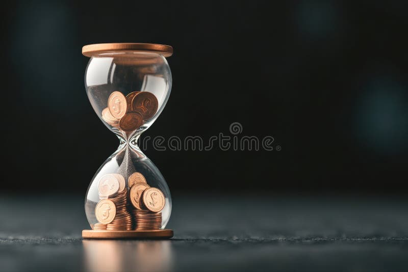 Hourglass Filled with Coins Symbolizing Time and Financial Progress ...