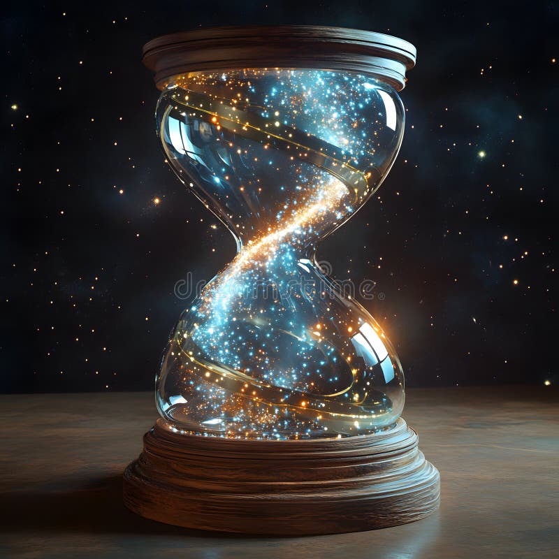 Hourglass Filled with Galaxy, Cosmic Time Concept, Dark Background ...