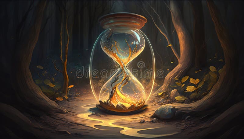 An Hourglass with a Fire Inside of it in the Middle of a Forest ...