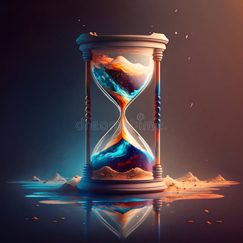 Hourglass Flow of Time and Space. Generative AI Stock Illustration ...