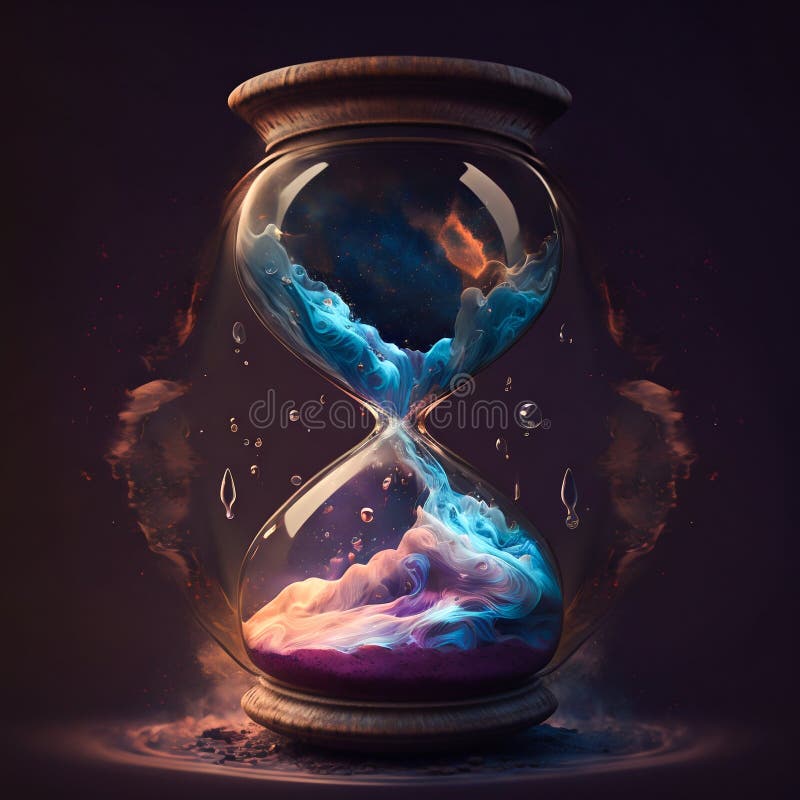 Hourglass Flow of Time and Space. Generative AI Stock Illustration ...