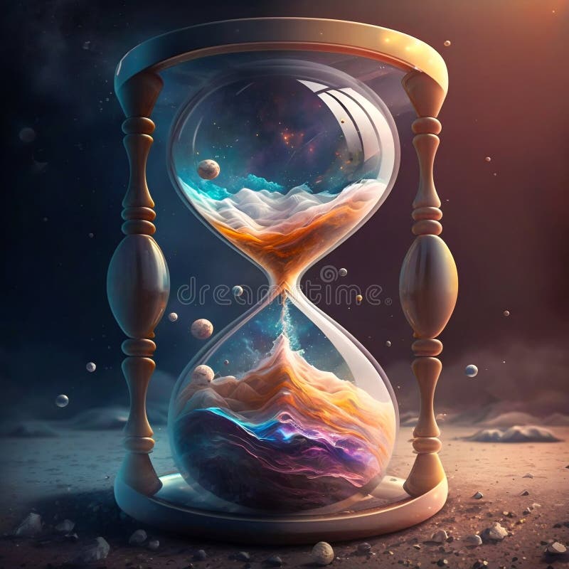 Hourglass Flow of Time and Space. Generative AI Stock Illustration ...