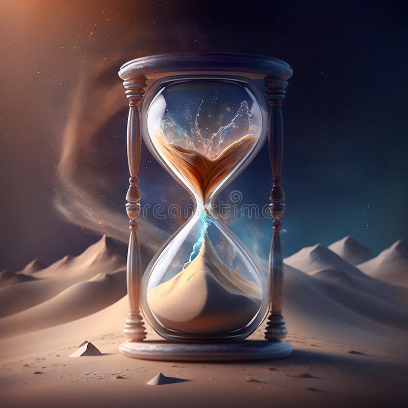 Hourglass Flow of Time and Space. Generative AI Stock Illustration ...