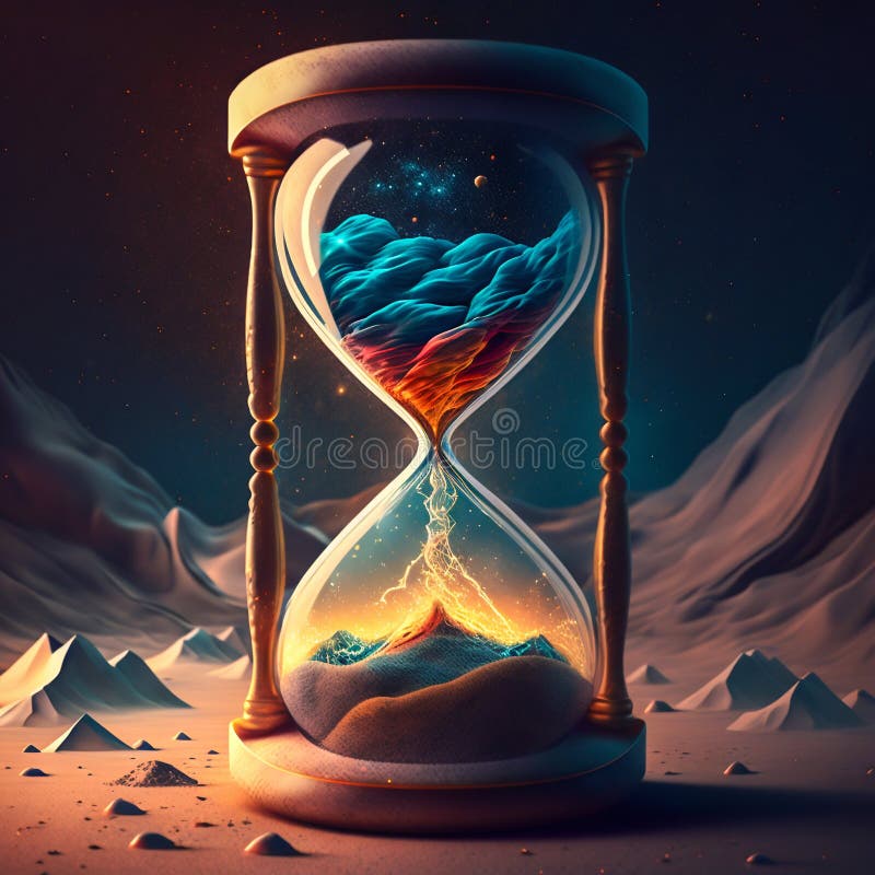 Hourglass Flow of Time and Space. Generative AI Stock Illustration ...