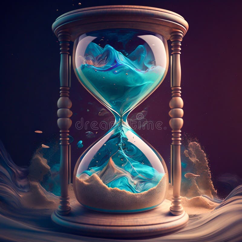 Hourglass Flow of Time and Space. Generative AI Stock Illustration ...
