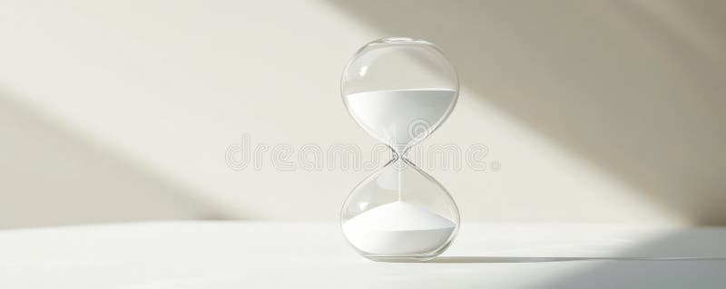 Hourglass with Flowing White Sand on a Light Background, Symbol of Time ...