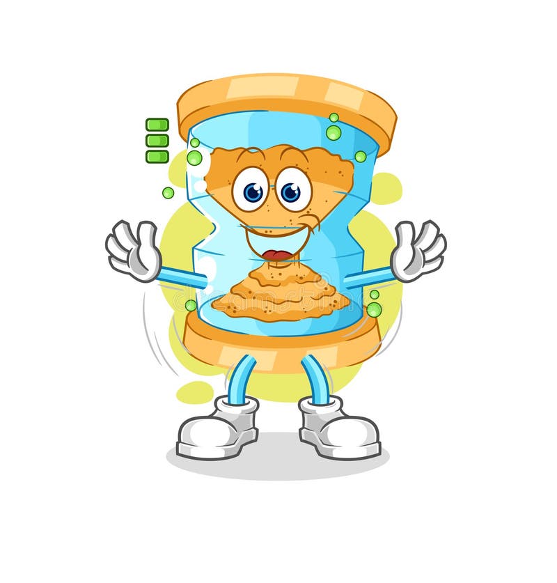 Hourglass Full Battery Character. Cartoon Mascot Vector Stock Vector ...