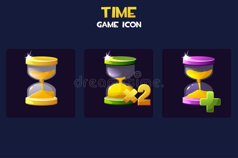Hourglass Game Time Icons Golden Colorful Clock For Gui Stock Vector Illustration Of