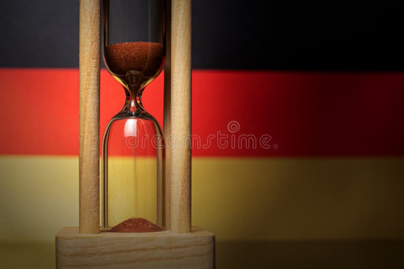Hourglass and Germany Flag, Soft Focus, Copy Space Stock Image - Image ...