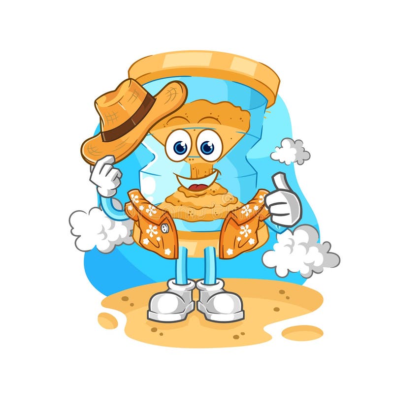 Hourglass Go on Vacation. Cartoon Mascot Vector Stock Vector ...
