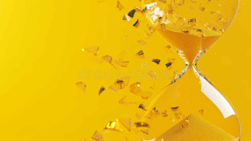 Hourglass with Golden Sand and Glass Shards Explosion Stock Photo ...
