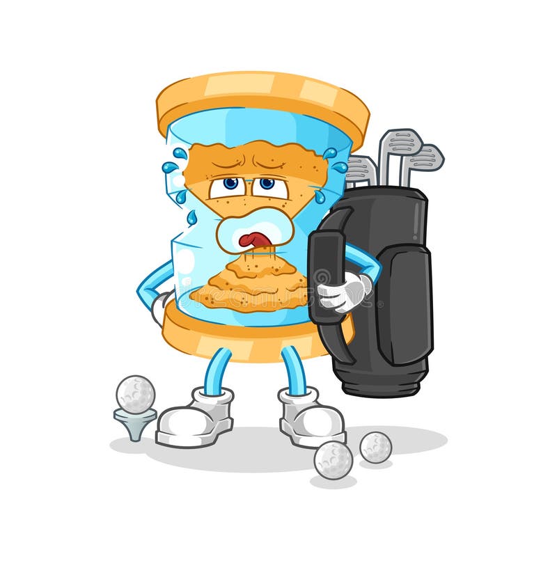 Hourglass with Golf Equipment. Cartoon Mascot Vector Stock Vector ...