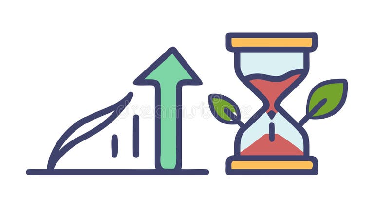 Hourglass with Growth Graph for TimeBased Development, Vector Design ...