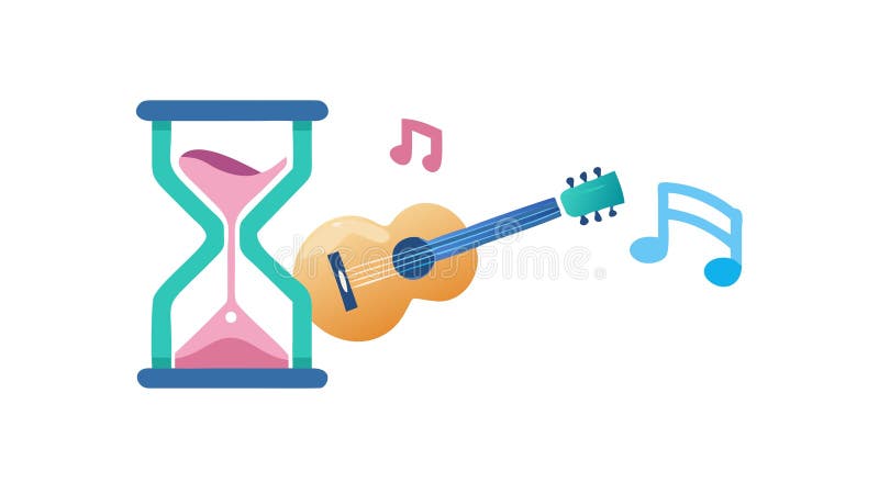 Hourglass with Guitar & Music Notes for Creative Flow, Vector Design ...
