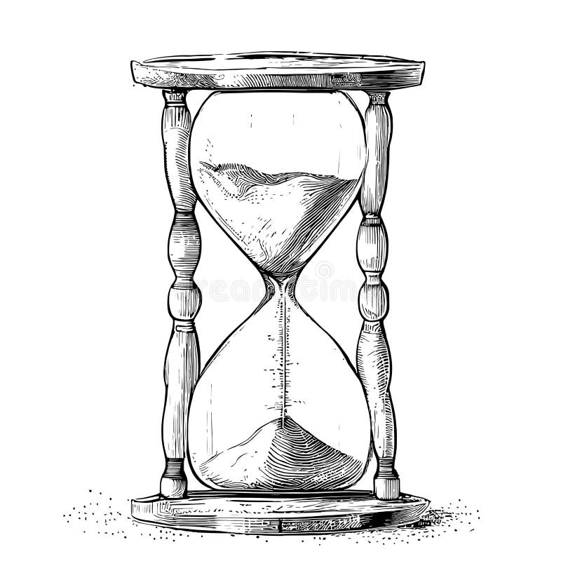 Hourglass Hand Drawn Sketch Engraving Style Stock Vector - Illustration ...