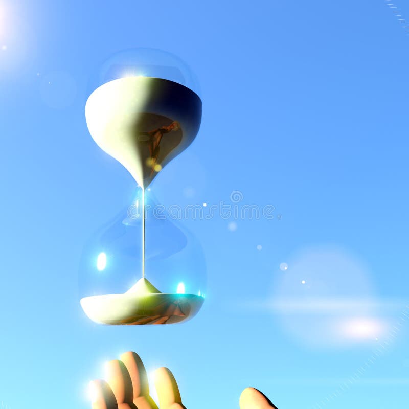 Hourglass and hand stock illustration. Illustration of subjective ...