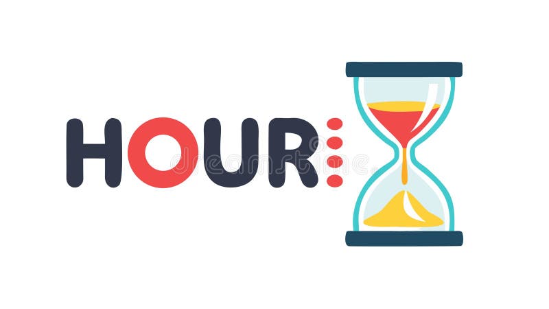 Hourglass with HOUR Text for Clear Time Indication, Vector Design ...
