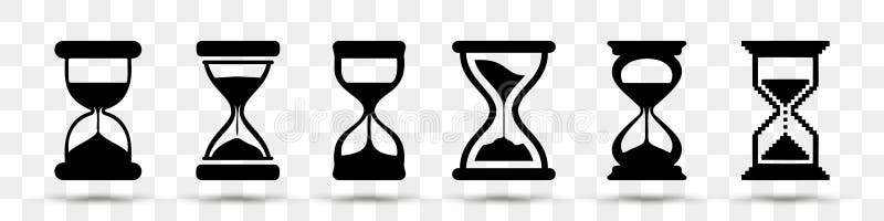 Hourglass Icons Collection with Shadow. Set of Different Clock Icons ...