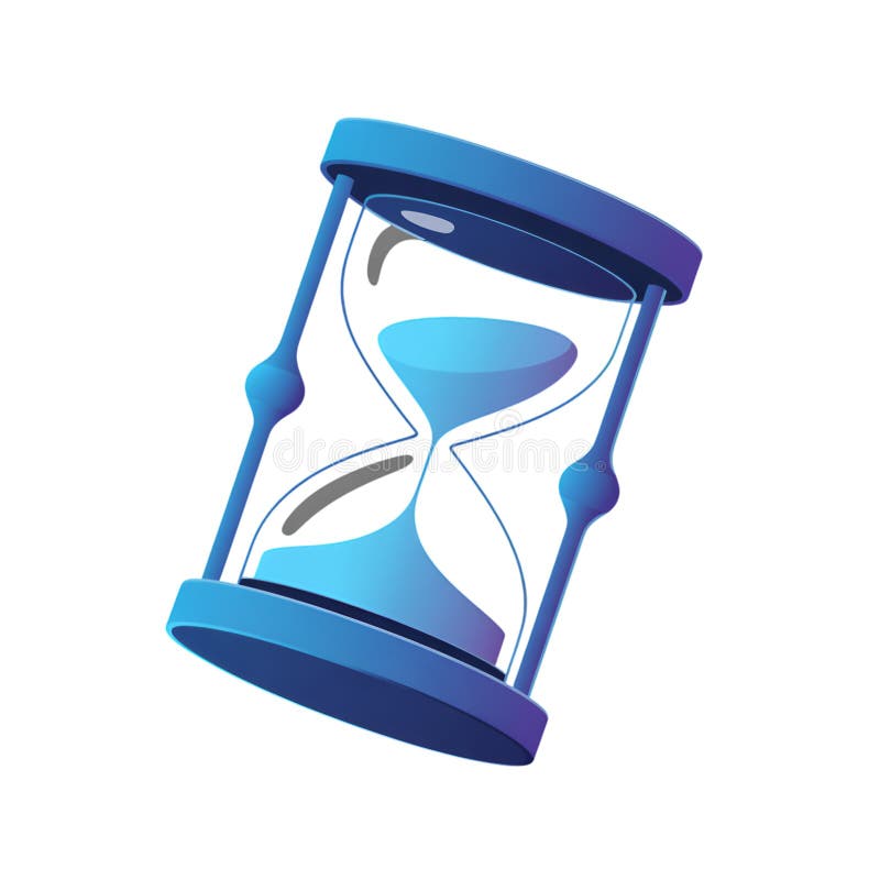 Blue Hourglass Illustration on a White Backdrop, Time Concept Design ...