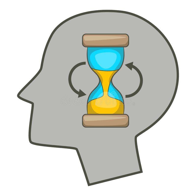 Hourglass Inside Human Head Icon, Cartoon Style Stock Vector ...