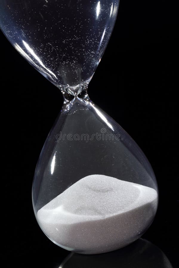 Hourglass Isolated on Black Stock Image - Image of running, isolated ...