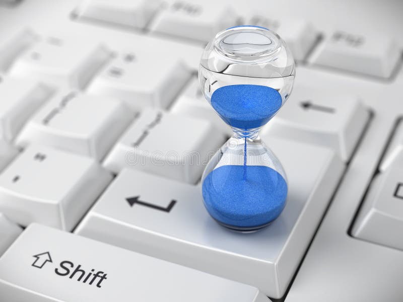 Hourglass on keyboard stock illustration. Illustration of expertise ...