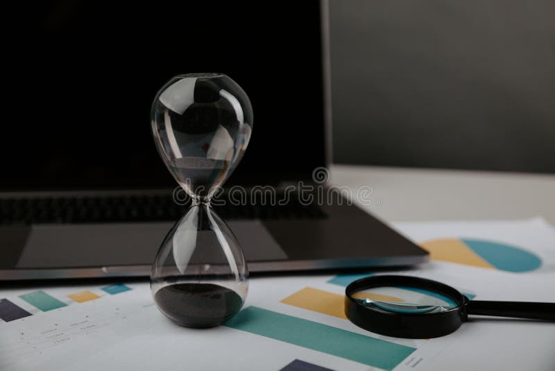 Hourglass on a Keyboard. Time Management Concept. Stock Image - Image ...