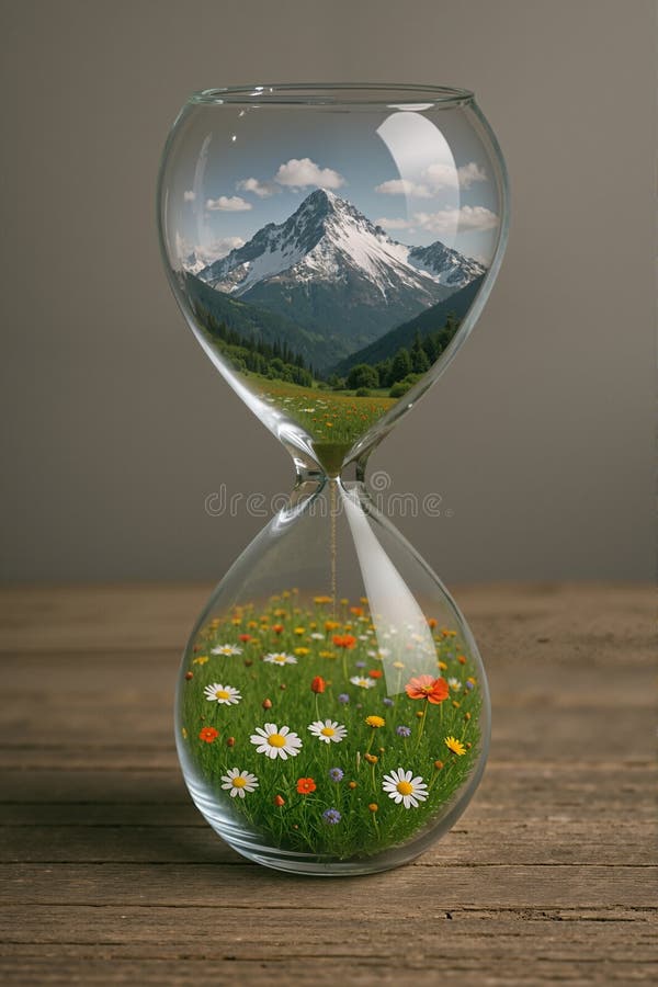 Hourglass with Landscape Inside Stock Photo - Image of beauty ...