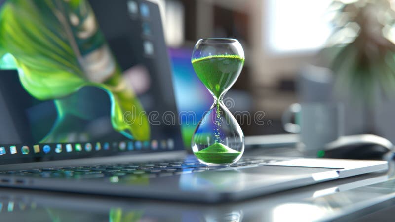 The Hourglass on Laptop.AI Generated Image Stock Image - Image of ...