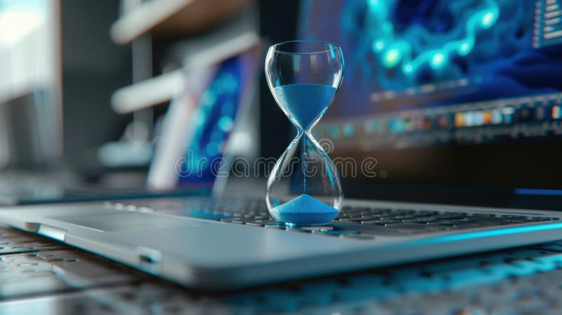 The Hourglass on Laptop. AI Generated Stock Image - Image of office ...