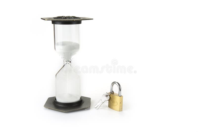 Hourglass with the Lock. Stop the Time Concept Stock Image - Image of ...