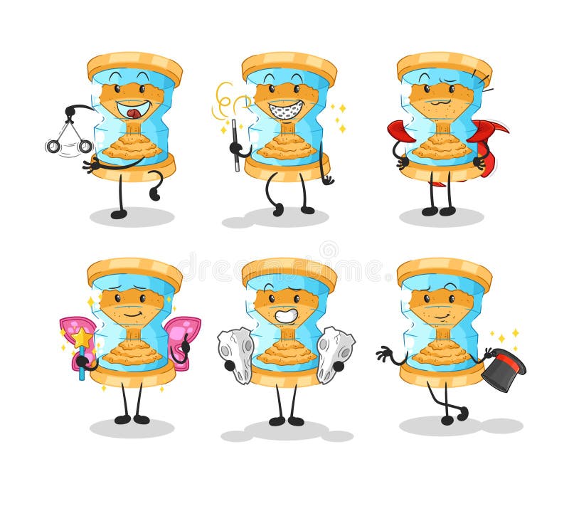 Hourglass Magic Group Character. Cartoon Mascot Vector Stock Vector ...