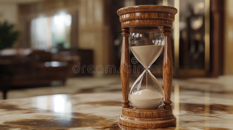 Hourglass on Marble Table stock image. Image of time - 378340653