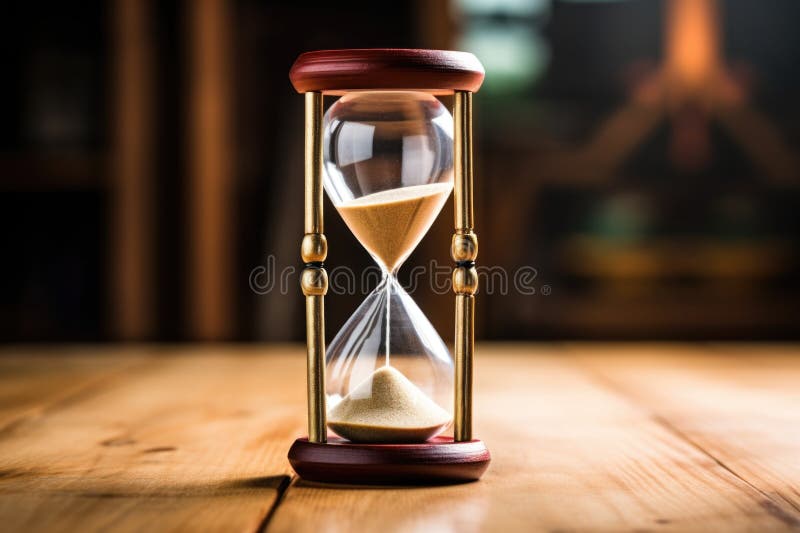 Hourglass Marking Time on a Wooden Desk Stock Photo - Image of desk ...