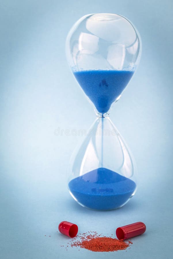 Hourglass Marks the Time of Taking daily Medication Stock Image - Image ...
