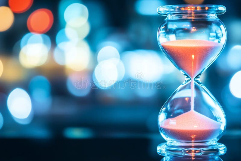 Hourglass Measuring Time Countdown with Colorful Background and Blurry ...