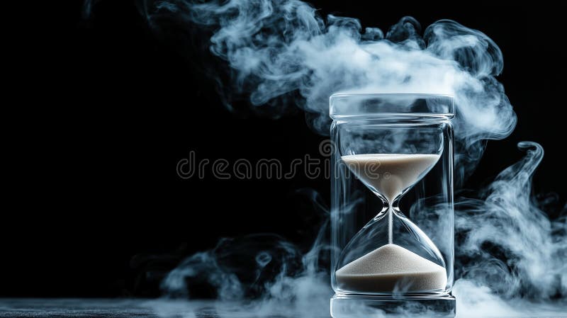 Hourglass Measuring Time while Dissolving into Smoke and Clouds Stock ...