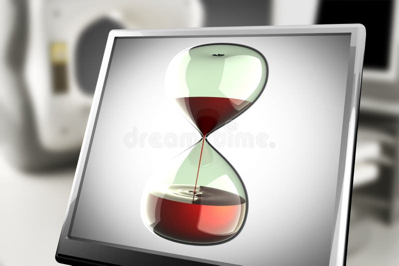 Hourglass on Monitor in Laboratory Stock Illustration - Illustration of ...