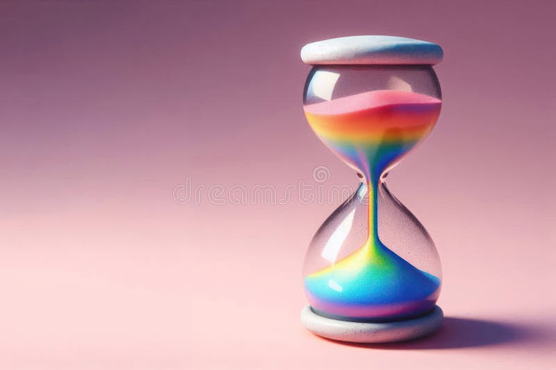 Hourglass with Multi-colored Sand. Space for Text. Stock Image - Image ...