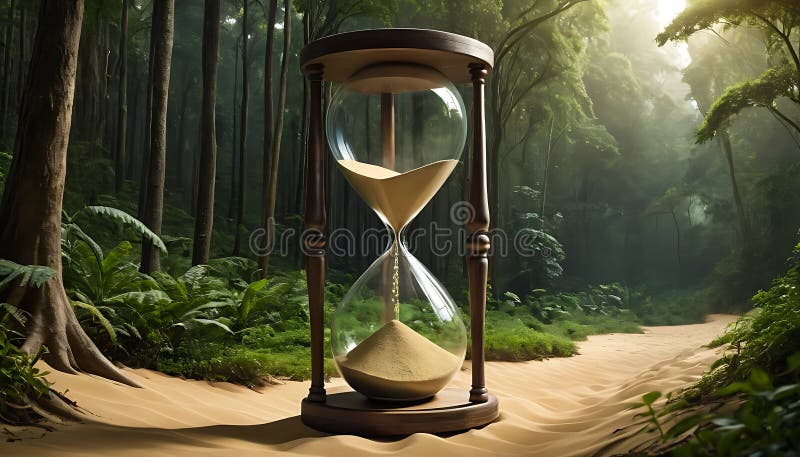 Hourglass in a Mystical Forest Stock Image - Image of leaves, dreamlike ...
