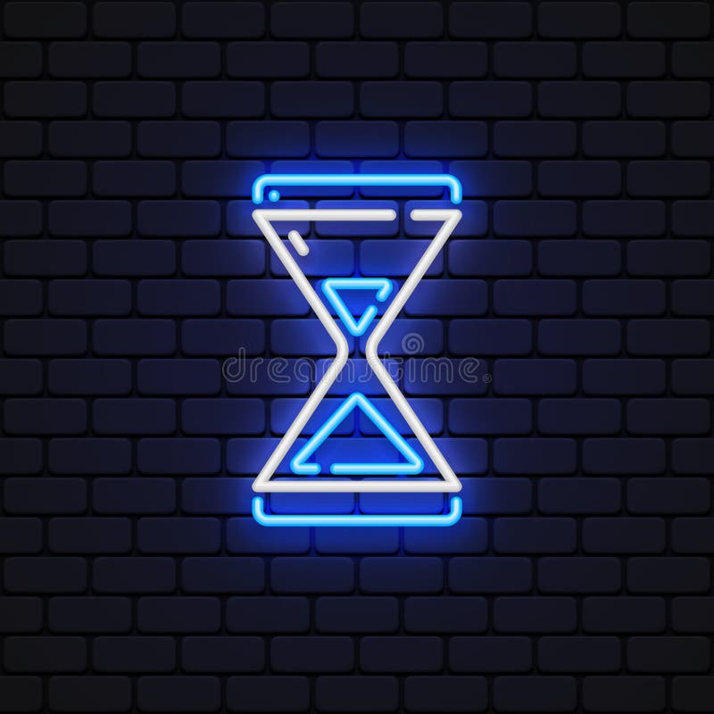 Hourglass Neon Icon. Time Concept Stock Vector - Illustration of ...